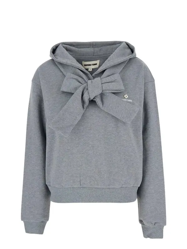 SHUSHU/TONG Cotton Bow Detail Hoodie - Grey
