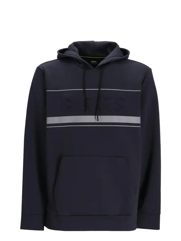 Hugo Boss Logo-band Hooded Sweatshirt - Blue