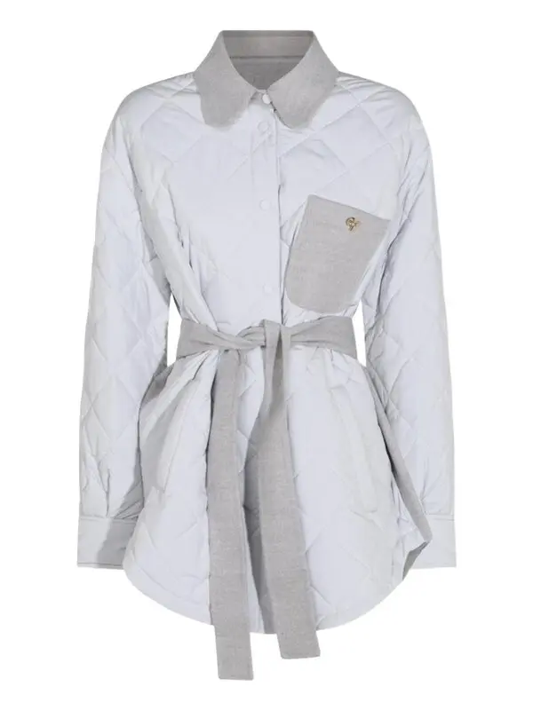Fabiana Filippi Quilted Shirt Jacket With Tie Waist - Grey
