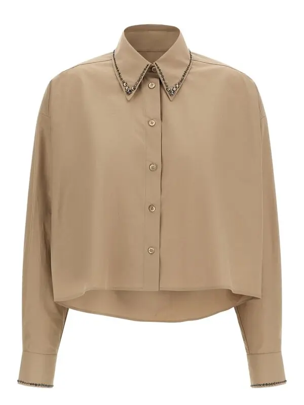 Fabiana Filippi Embellished Long Sleeve Shirt - Beige