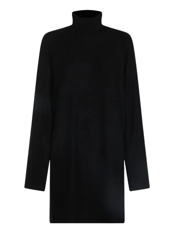 THOM KROM High-neck Long-sleeve Knitted Mini Dress - Black