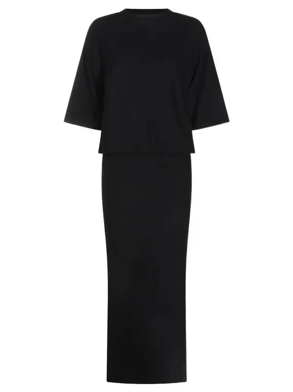 THOM KROM Layered-effect Short-sleeve Maxi Dress - Black