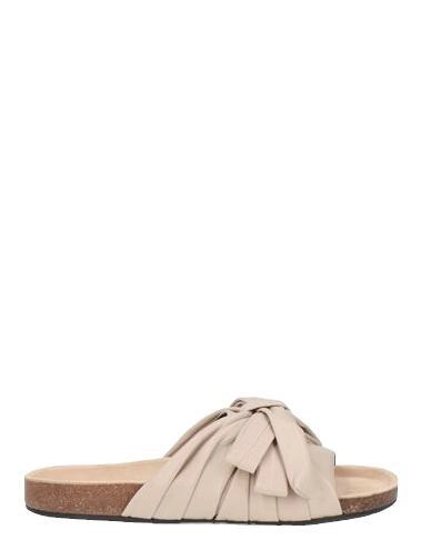 JW Anderson Lambskin Bow Detail Slide Sandals - Beige