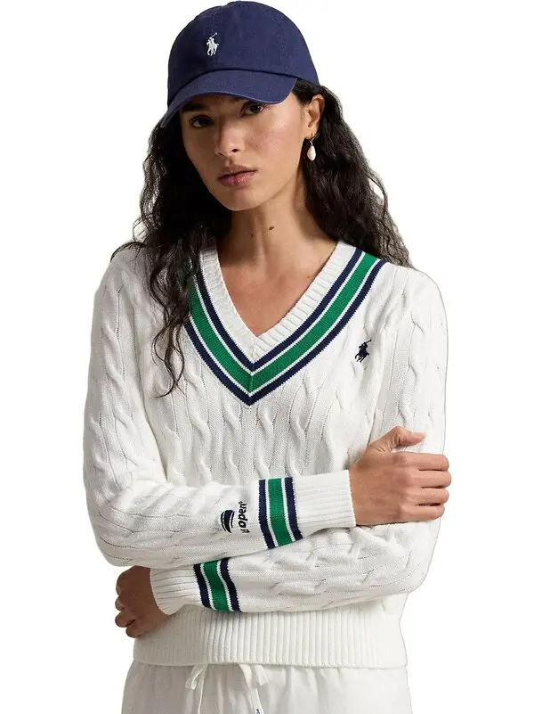 Ralph Lauren Us Open Cotton Cricket Sweater - Ceramic White Multi