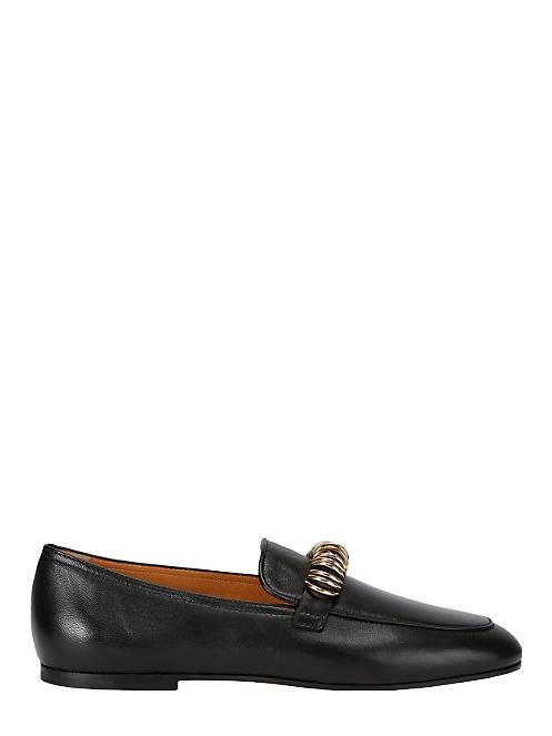 TOD'S Ring Embellished Leather Loafers - Black
