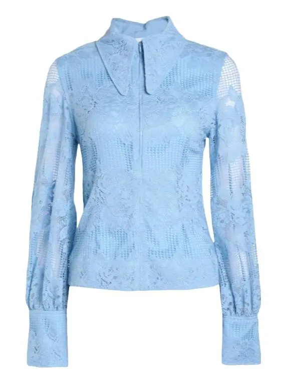GANNI Lace Long-sleeve Blouse - Blue