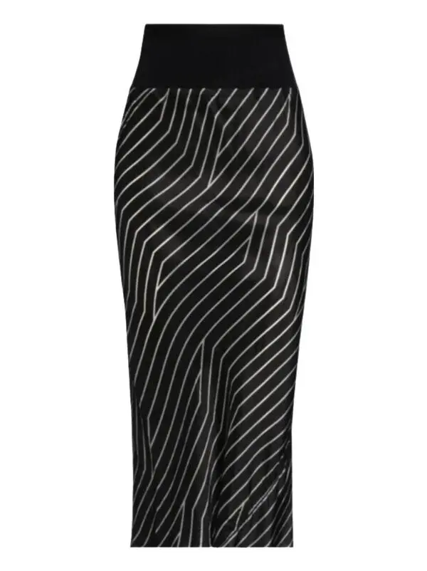 Rick Owens Twotone Striped Midi Skirt - Black
