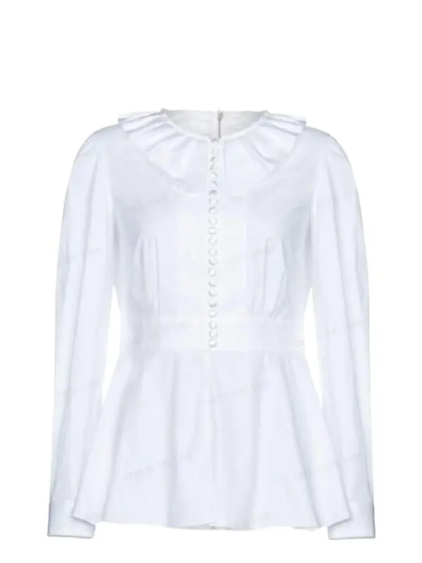 Dolce & Gabbana Solid Color Long Sleeve Top With Zipper Detail - White