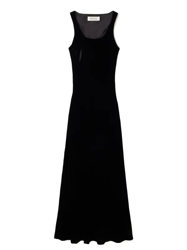 RÓHE Velvet Sleeveless Maxi Dress - Black
