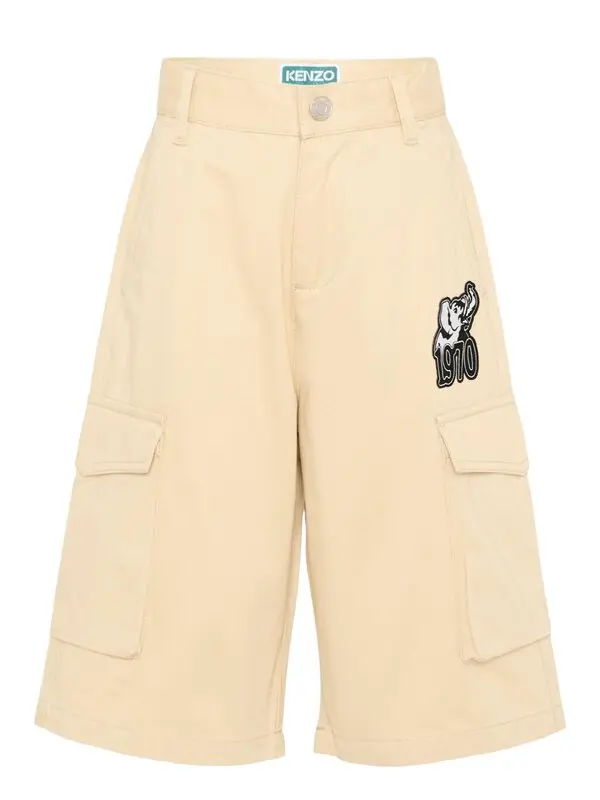 Kenzo Appliqué Detail Cargo Shorts - Nude