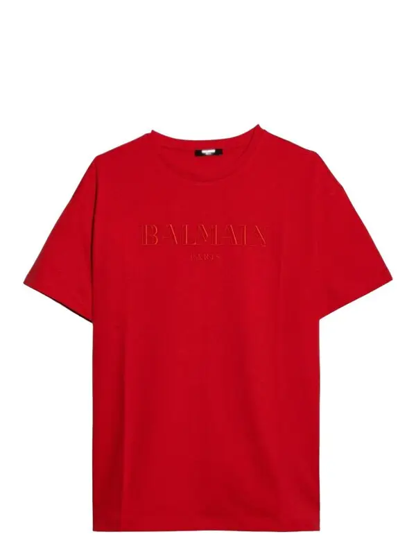 Balmain Embroidered Short-sleeve T-shirt - Red