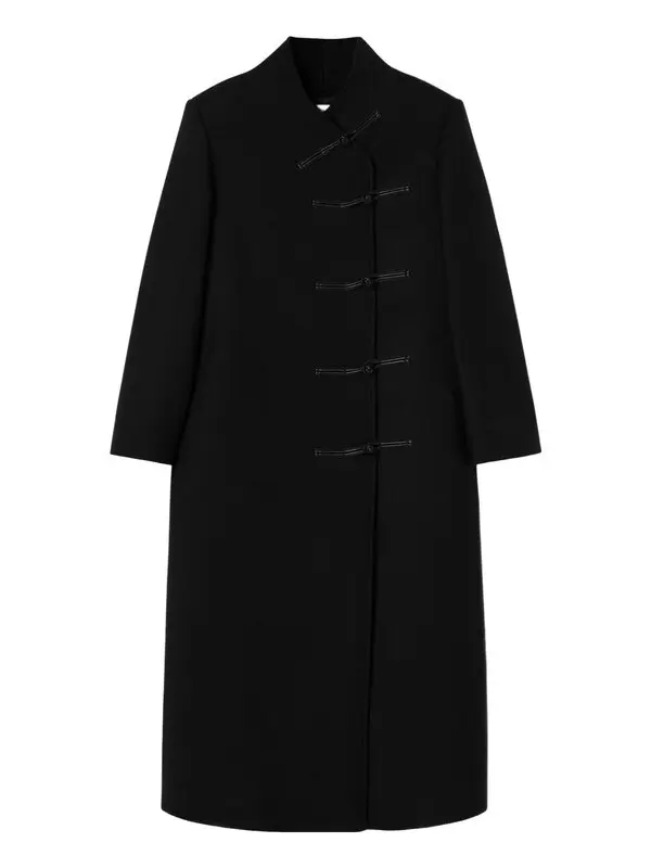 RÓHE Wool Coat With Chinese Frog Closures - Black