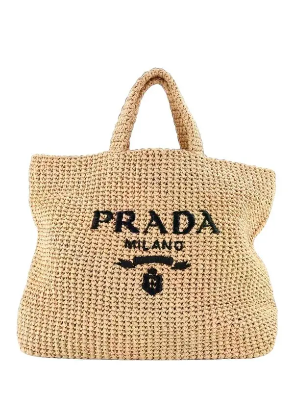 Prada Raffia Large Tote Bag - Neutrals