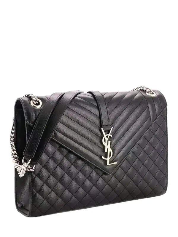 Saint Laurent Monogram Envelope Satchel Shoulder Bag - Black