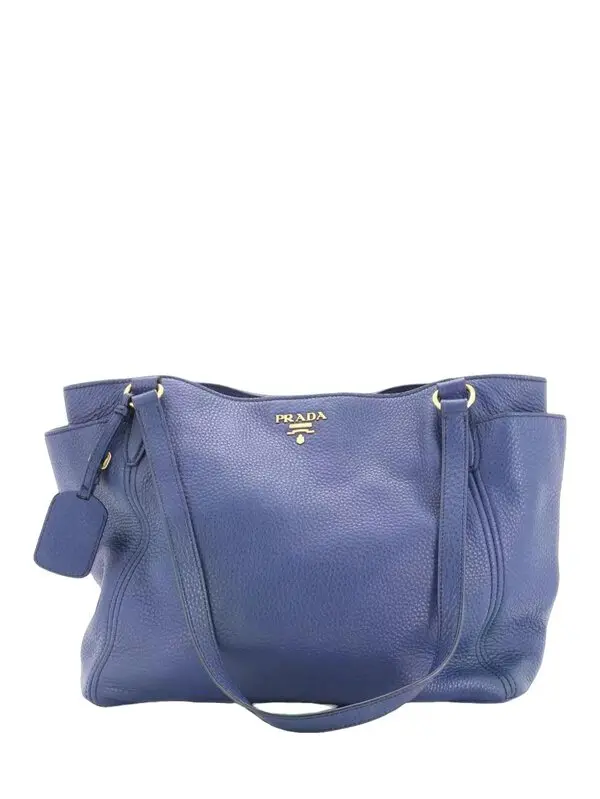 Prada Vitello Daino Medium Tote Bag - Blue