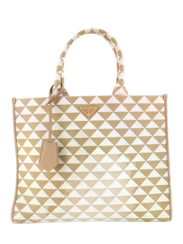 Prada Jacquard Shopper Large Tote Bag - Neutrals