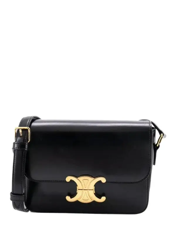 Celine Triomphe Shoulder Bag In Smooth Calfskin - Black