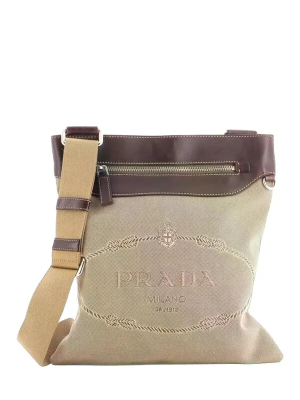 Prada Logo Messenger Bag - Brown