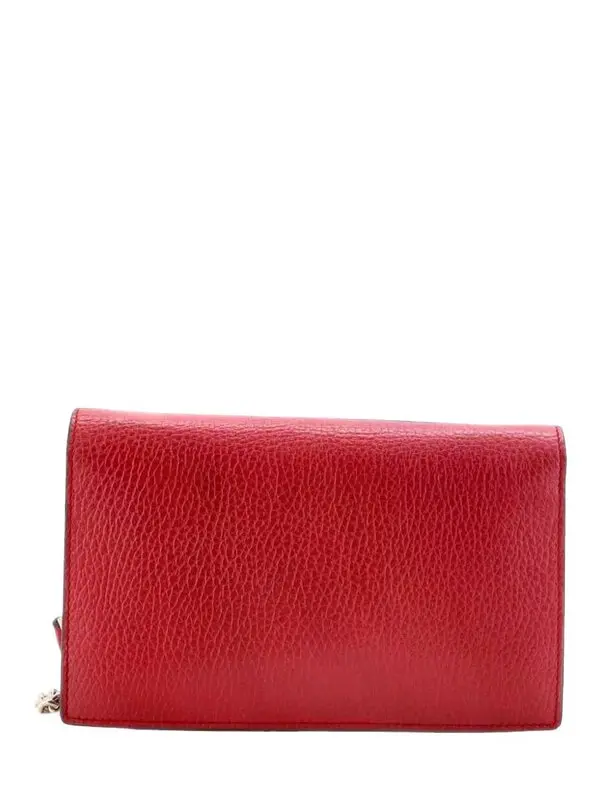 Gucci Interlocking Wallet On Chain Leather Crossbody Bag - Red