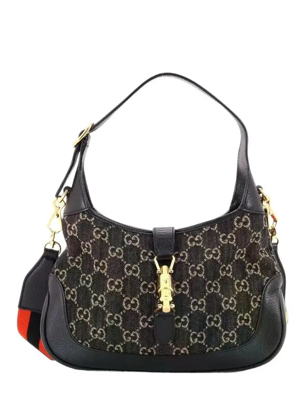 Gucci Jackie 1961 Gg Denim Small Hobo Bag - Black