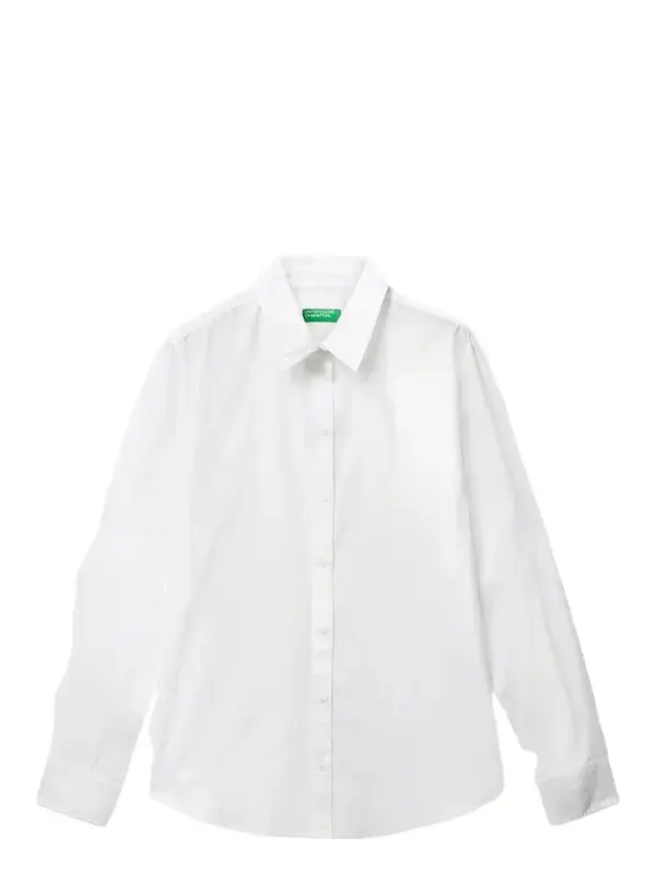BENETTON Long Sleeve Button-down Shirt - White