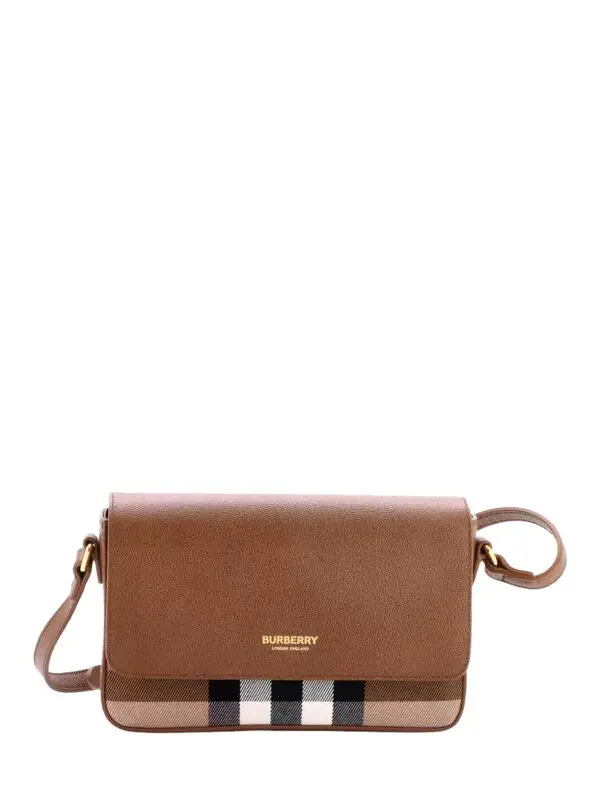 Burberry House Check Canvas And Leather Small Shoulder Bag - Brown