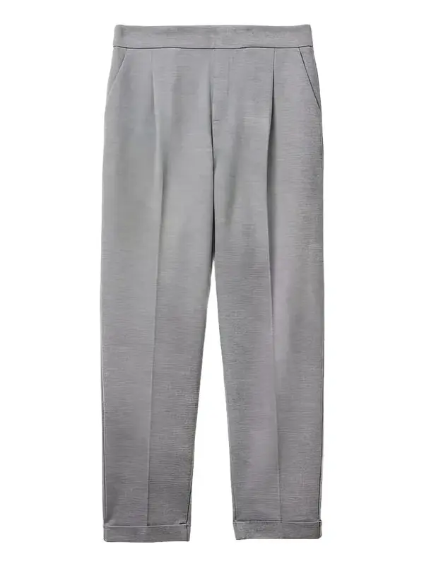 BENETTON Pleated Cropped Trousers - Grey