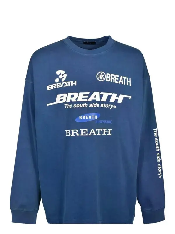 BREATH Graphic-print Long-sleeve T-shirt - Blue
