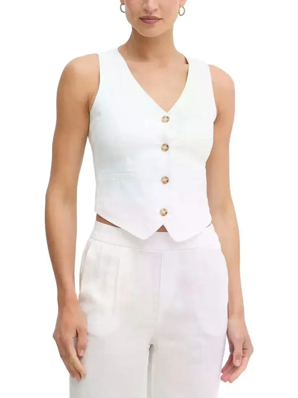 BENETTON V-neck Linen Waistcoat - White