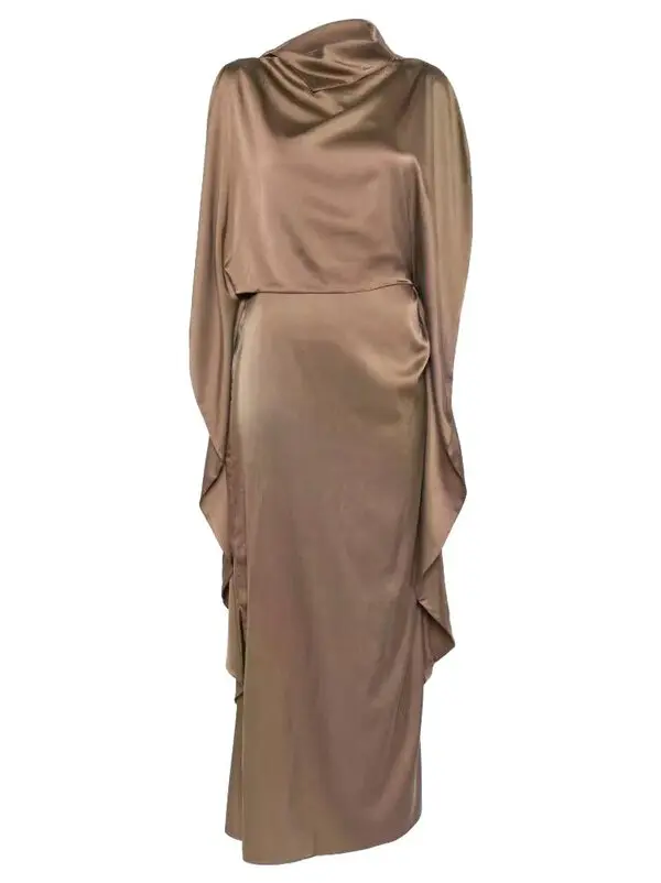 RUOHAN Ikra Draped Midi Dress - Brown