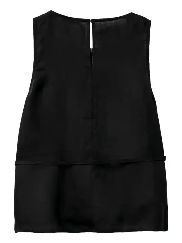 BENETTON Sleeveless Tie-waist Blouse - Black