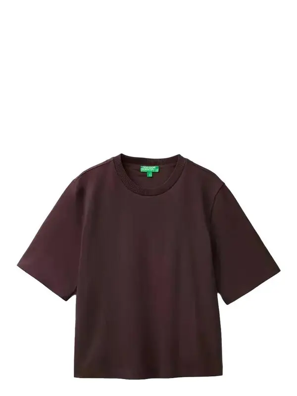 BENETTON Ribbed-trim T-shirt - Brown