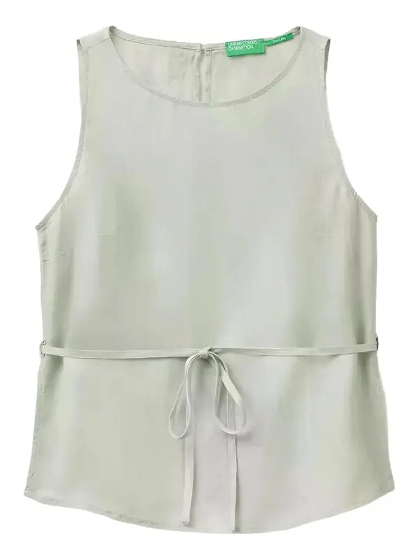 BENETTON Belted Sleeveless Linen Tank Top - Green