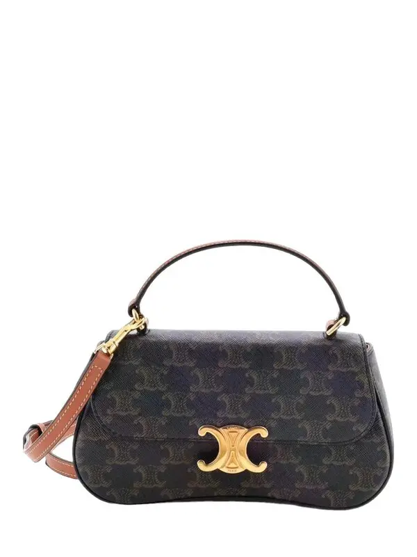 Celine Lola Triomphe Satchel In Coated Canvas - Brown