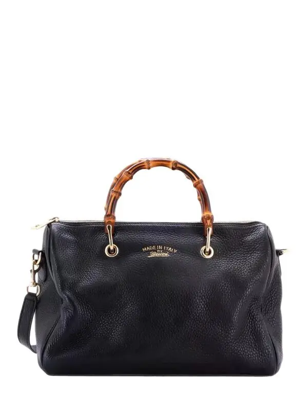 Gucci Bamboo Shopper Leather Satchel - Black
