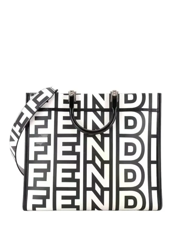 Fendi X Marc Jacobs Sunshine Shopper Printed Leather Medium Tote Bag - Black