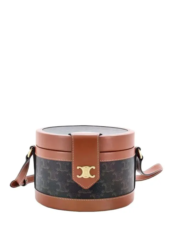 Celine Tambour Bag Triomphe Coated Canvas Crossbody Bag - Brown