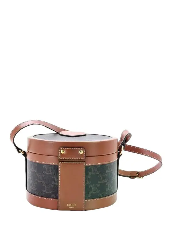 Celine Tambour Bag Triomphe Coated Canvas Crossbody Bag - Brown