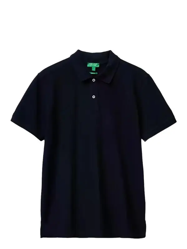 BENETTON Logo-embroidered Piqué Polo Shirt - Blue