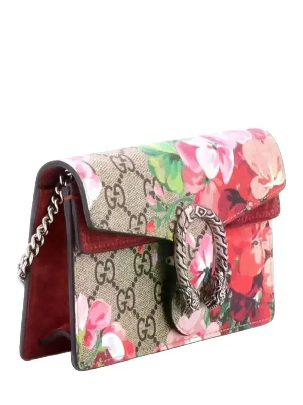 Gucci Dionysus Blooms Print Gg Coated Canvas Super Mini Crossbody Bag - Brown