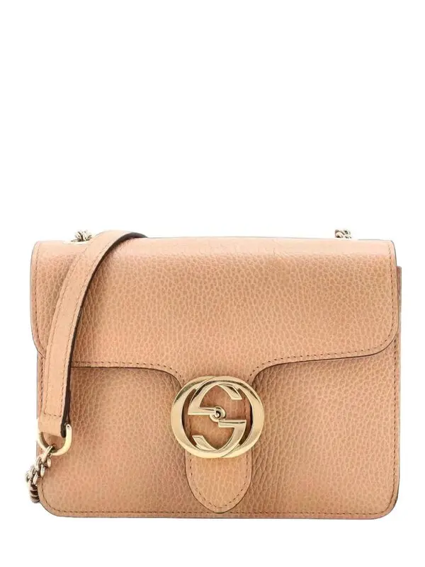 Gucci Interlocking Leather Small Shoulder Bag - Neutrals