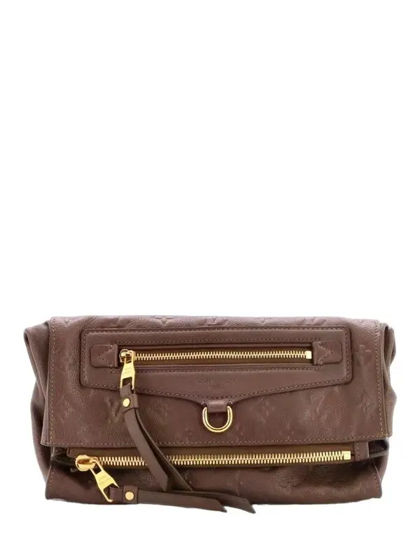 LOUIS VUITTON Petillante Monogram Empreinte Leather Clutch Bag - Brown