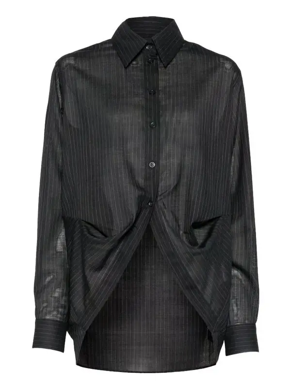 LITKOVSKA Pinstripe Sheer Shirt - Black