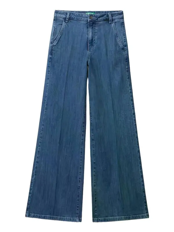 BENETTON Wide-leg Jeans With Pressed Crease - Blue