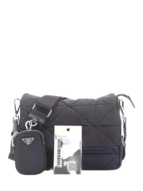 Prada Quilted Tessuto Padded Flap Shoulder Bag - Black