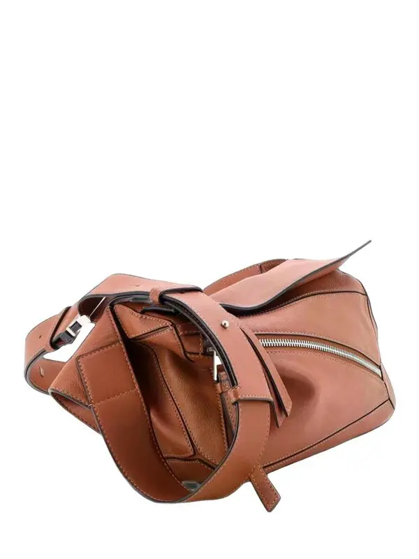 Loewe Puzzle Bumbag Leather Small Crossbody Bag - Brown
