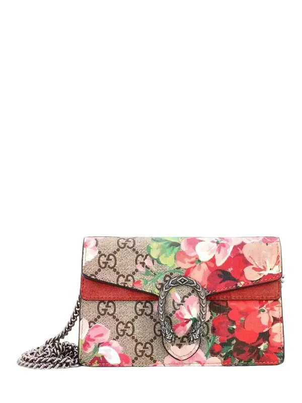 Gucci Dionysus Blooms Print Gg Coated Canvas Super Mini Crossbody Bag - Brown