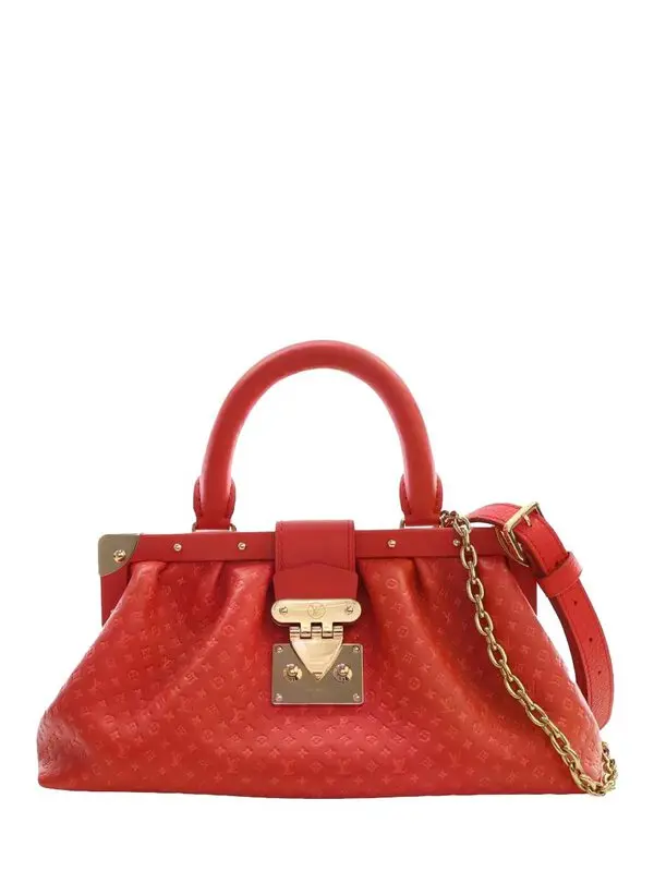 LOUIS VUITTON Embossed Calfskin Nanogram Satchel - Red