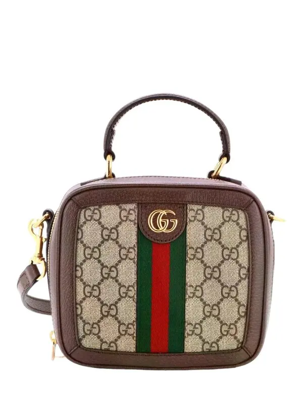 Gucci Ophidia Zip Around Top Handle Mini Satchel - Brown