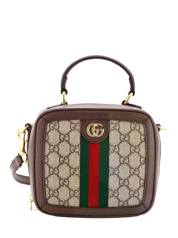 Gucci Ophidia Zip Around Top Handle Mini Satchel - Brown